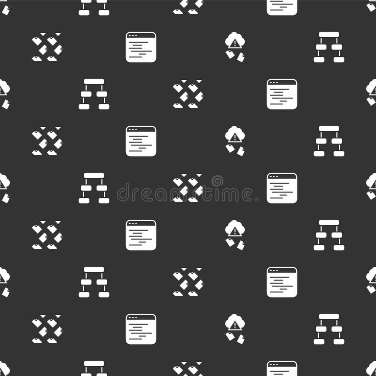 Set Cloud Hacking, Hierarchy Organogram Chart, Data Stream and Software on Seamless Pattern ...