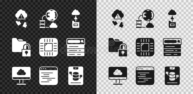 Set Cloud Hacking Network Cloud Connection Technology Data Transfer Software Server Data