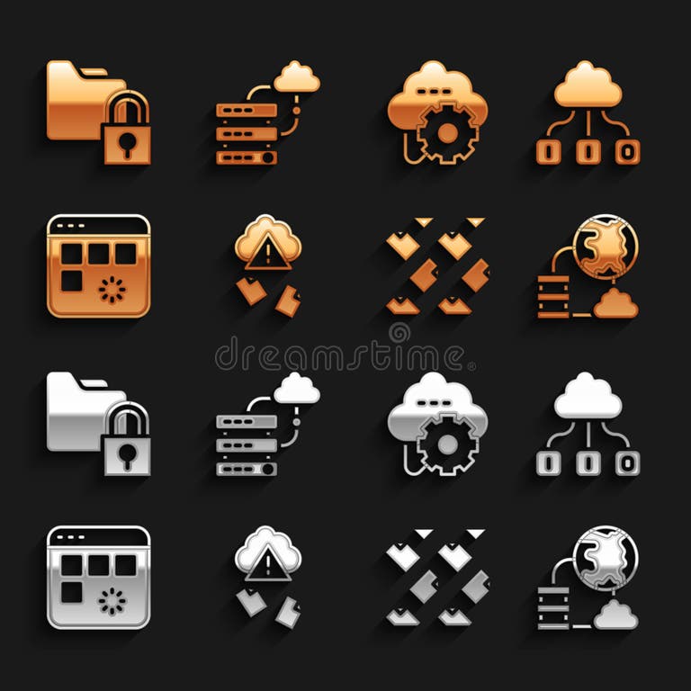 Set Cloud Hacking, Technology Data Transfer, Network Cloud Connection, Data Stream, Loading ...