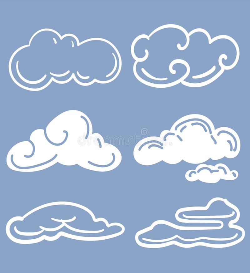 Set of Cloud Hand Draw Vector Illustration Stock Vector - Illustration ...