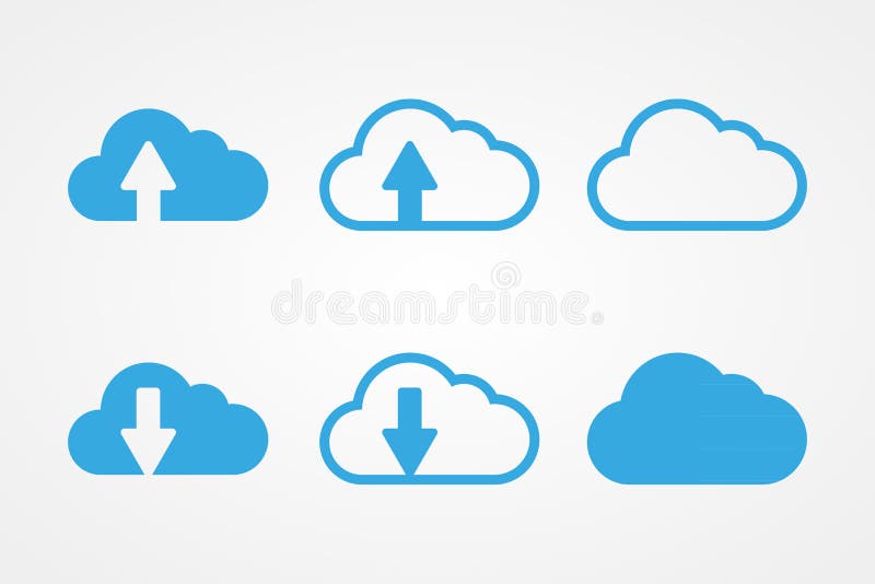 Set: Cloud Icon Sticker. Concept of Cloud Computing, Cloud Storage ...