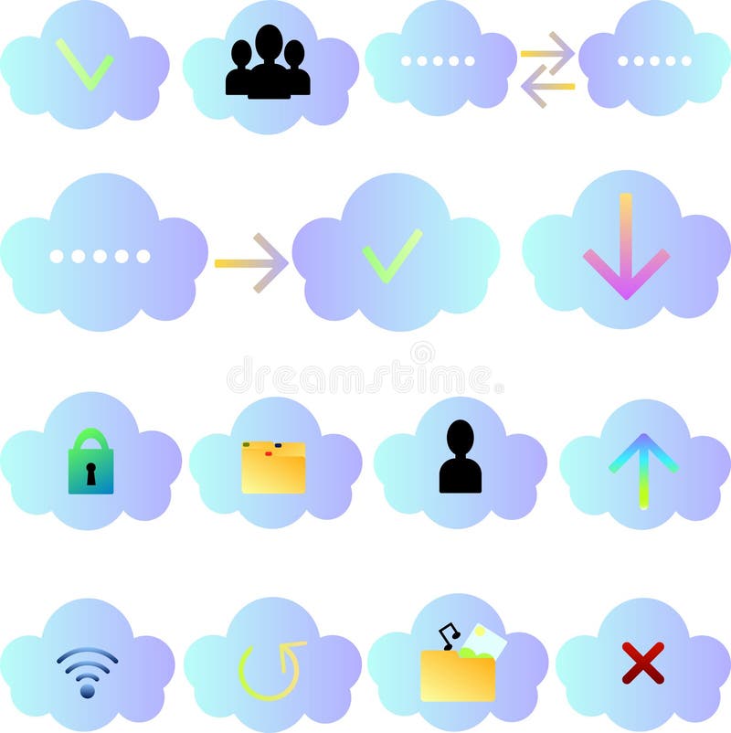 Set of cloud icons stock vector. Illustration of symbol - 78580090