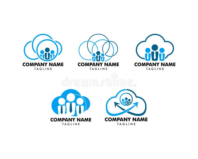 Set of Cloud Job Logo Icon Design Stock Vector - Illustration of cloud ...