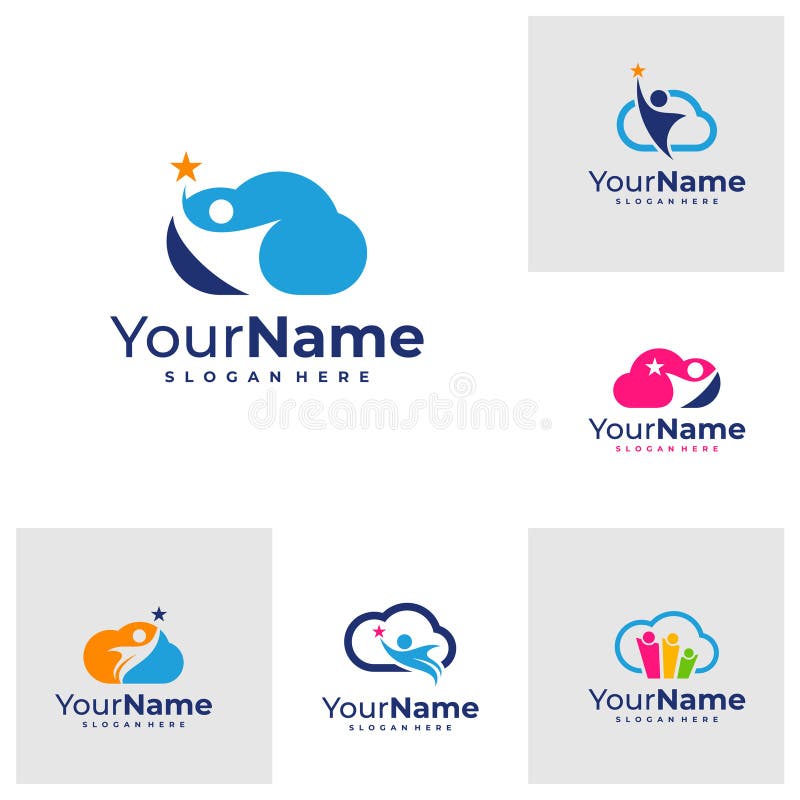 Cloud Leader Logo Design Template. Cloud People Logo Vector ...