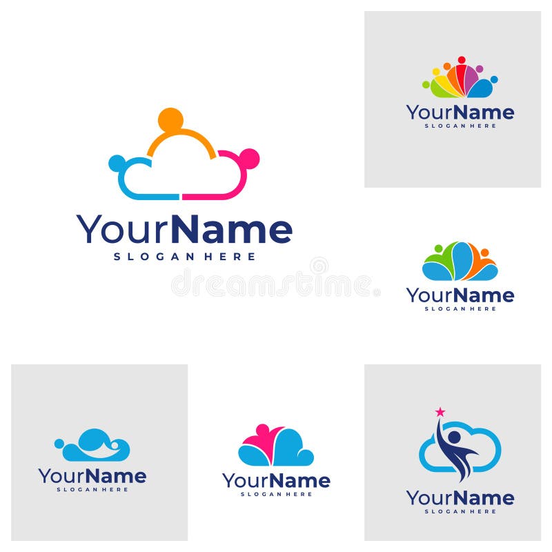 Cloud Leader Logo Design Template. Cloud People Logo Vector Illustration Stock Vector ...