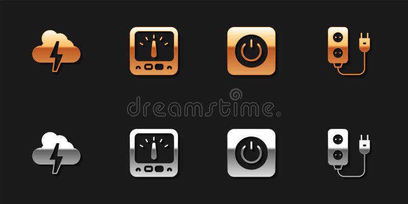 Set Cloud and Lightning, Ampere Meter, Multimeter, Power Button and ...