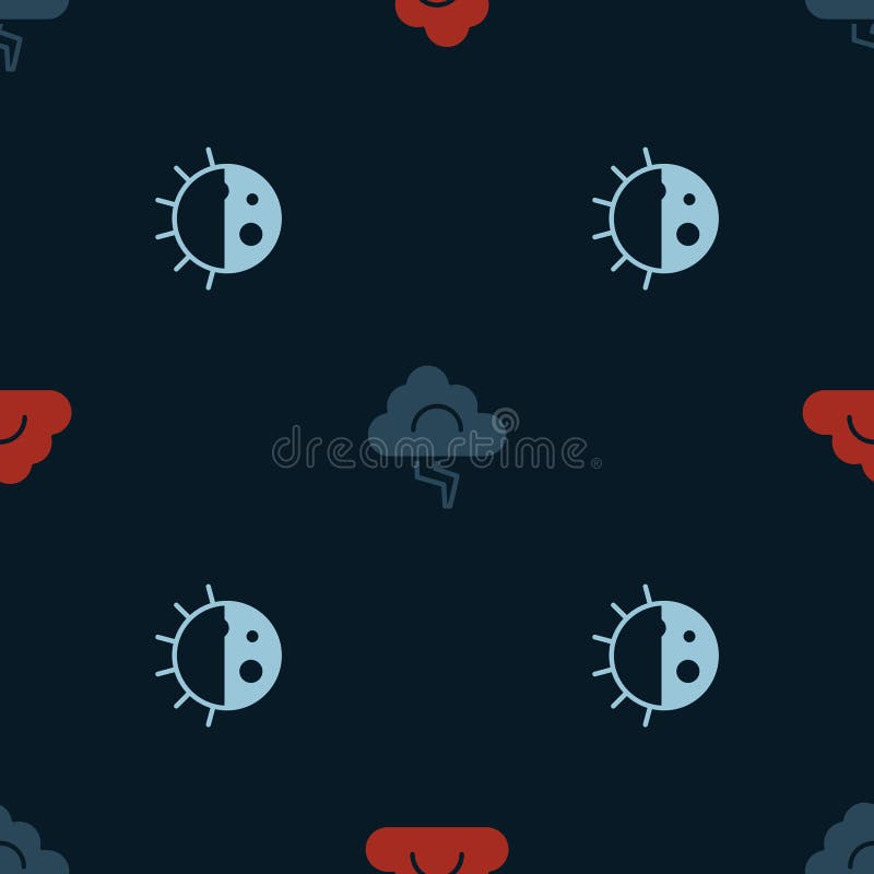 Set Cloud, and Lightning and Day Night Cycle on Seamless Pattern ...