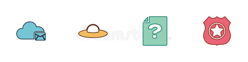 Set Cloud Mail Server, UFO Flying Spaceship, Unknown Document and ... Set Cloud Mail Server, UFO Flying Spaceship, Unknown Document and ...