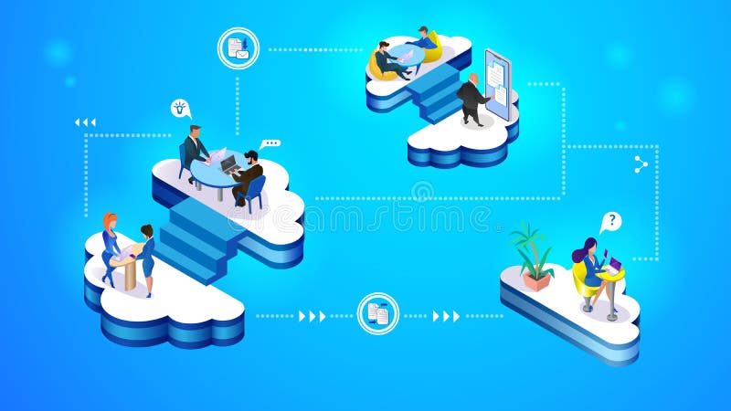 Set of Cloud Management Concept Illustration. Stock Vector - Illustration of icon, isometric ...