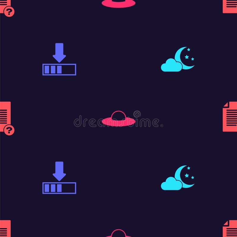 Set Cloud with Moon and Stars, Loading, UFO Flying Spaceship and ... Set Cloud with Moon and Stars, Loading, UFO Flying Spaceship and ...
