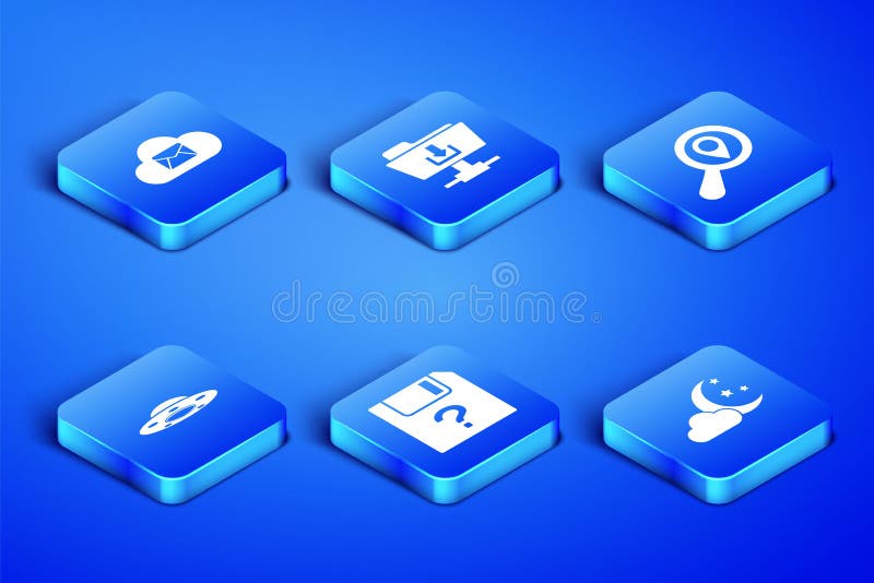 Set Cloud with Moon and Stars, Mail Server, Unknown Document, UFO ... Set Cloud with Moon and Stars, Mail Server, Unknown Document, UFO ...
