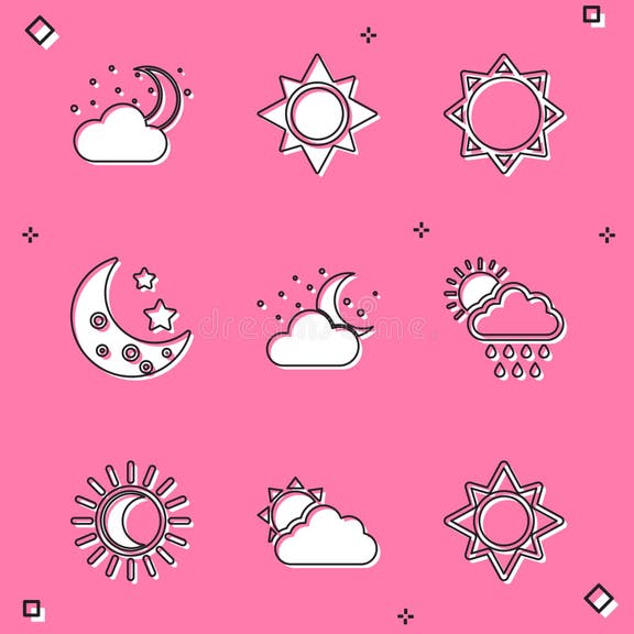 Set Cloud with Moon and Stars, Sun, Moon, Rain Sun, Eclipse of the and ...