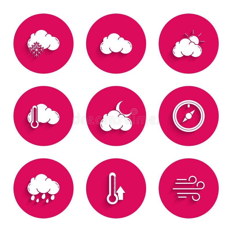 Set Cloud with Moon and Stars, Thermometer, Wind, Rose, Rain, Cloud ... Set Cloud with Moon and Stars, Thermometer, Wind, Rose, Rain, Cloud ...