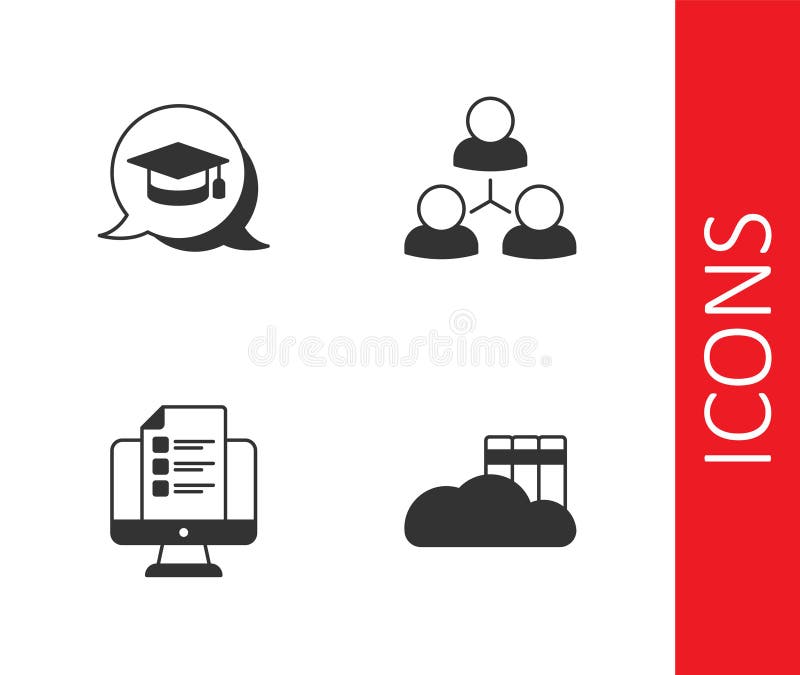 Set Cloud or Online Library, Graduation Cap Speech Bubble, Online Quiz ...