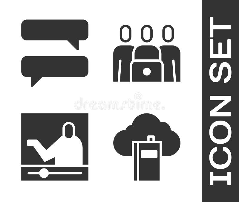 Set Cloud or Online Library, Speech Bubble Chat, Online Education and ...