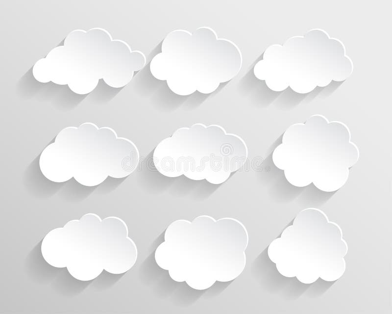 Set of Cloud in Paper Cut Style Stock Vector - Illustration of papercut ...