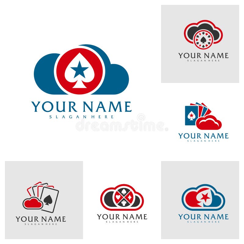 Set of Cloud Poker Logo Vector Template, Creative Poker Logo Design ...