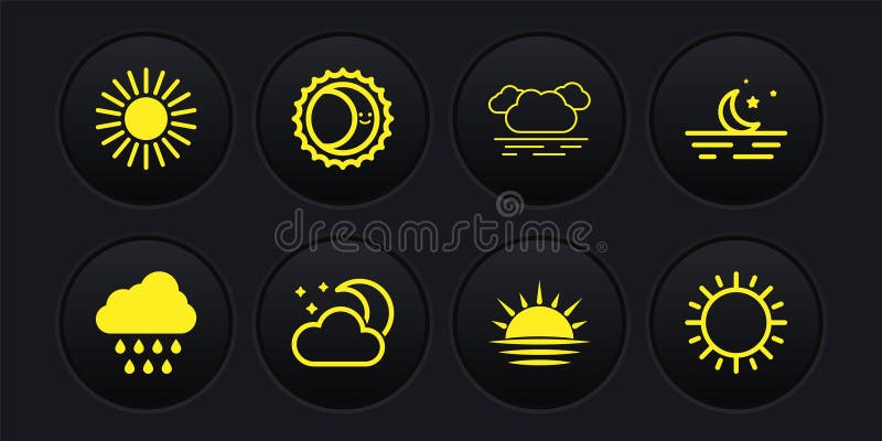 Set Cloud with Rain, Moon and Stars, Moon, Sunset, Eclipse of the Sun ...