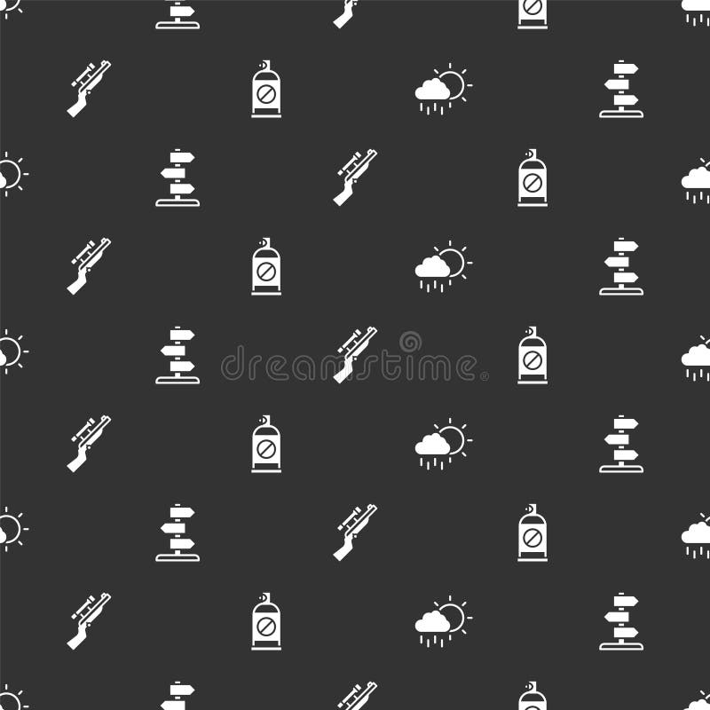 Set Cloud with Rain, Road Traffic Sign, Sniper Rifle Scope and Spray ...