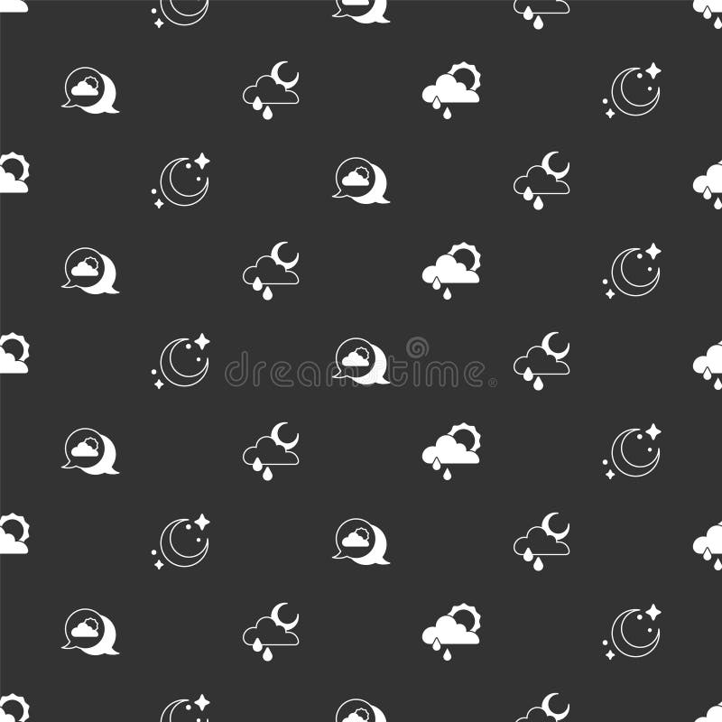 Set Cloud with Rain and Sun, Moon Stars, Location Cloud and Moon on ...