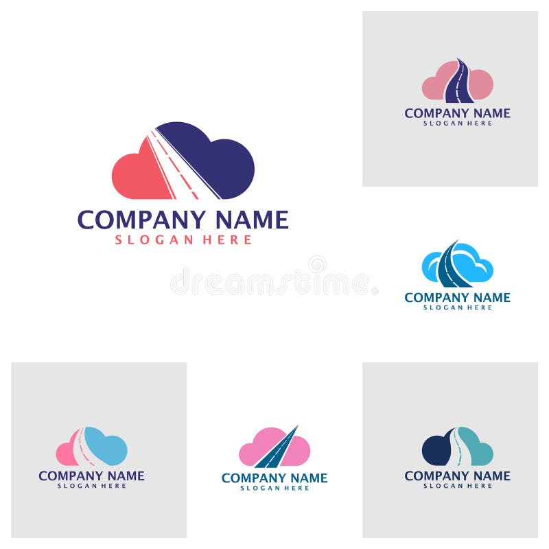 Set of Cloud Road Logo Design Vector. Cloud Road Logo Design Template ...