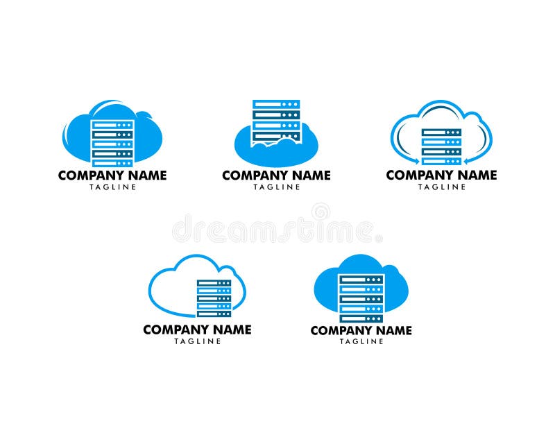 Set of Cloud Server Computer Logo Design Template Stock Vector ...