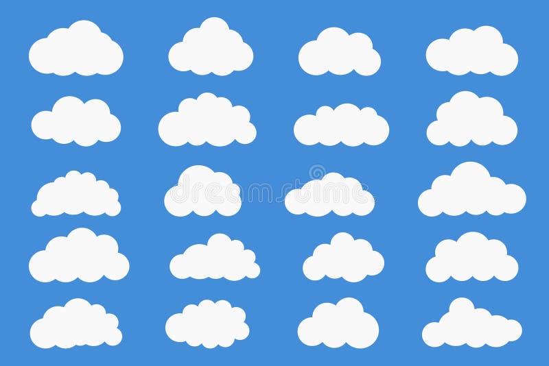 Set of Cloud Shapes in Blue Sky. Cloud Icon Shape. Collection of ...