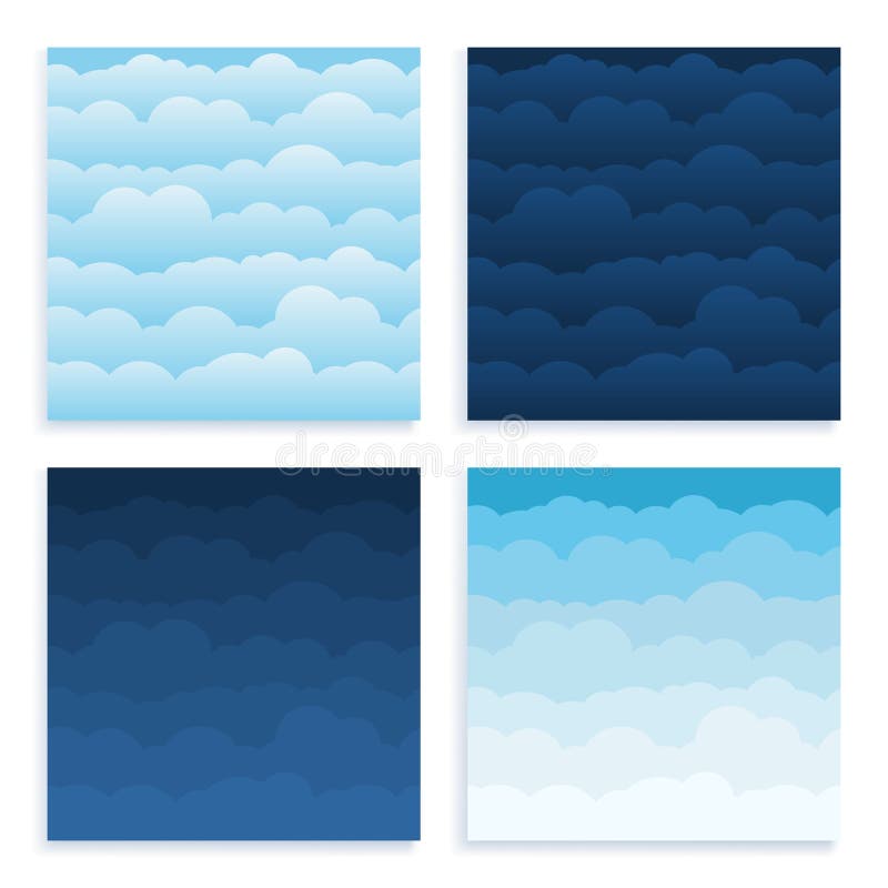 Set Cloud Sky Cartoon Background. Blue Sky with White Clouds Flat ...