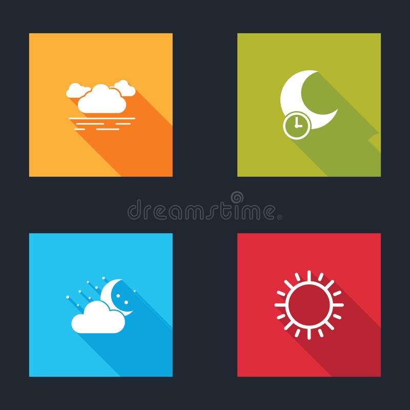 Set Cloud, Sleeping Moon, with and Stars and Sun Icon. Vector Stock ...