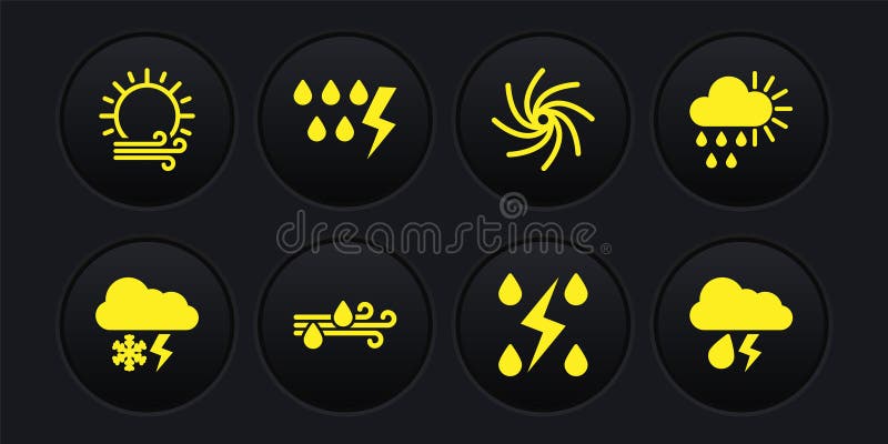 Set Cloud with Snow and Lightning, Cloudy Rain Sun, Wind, Storm ...