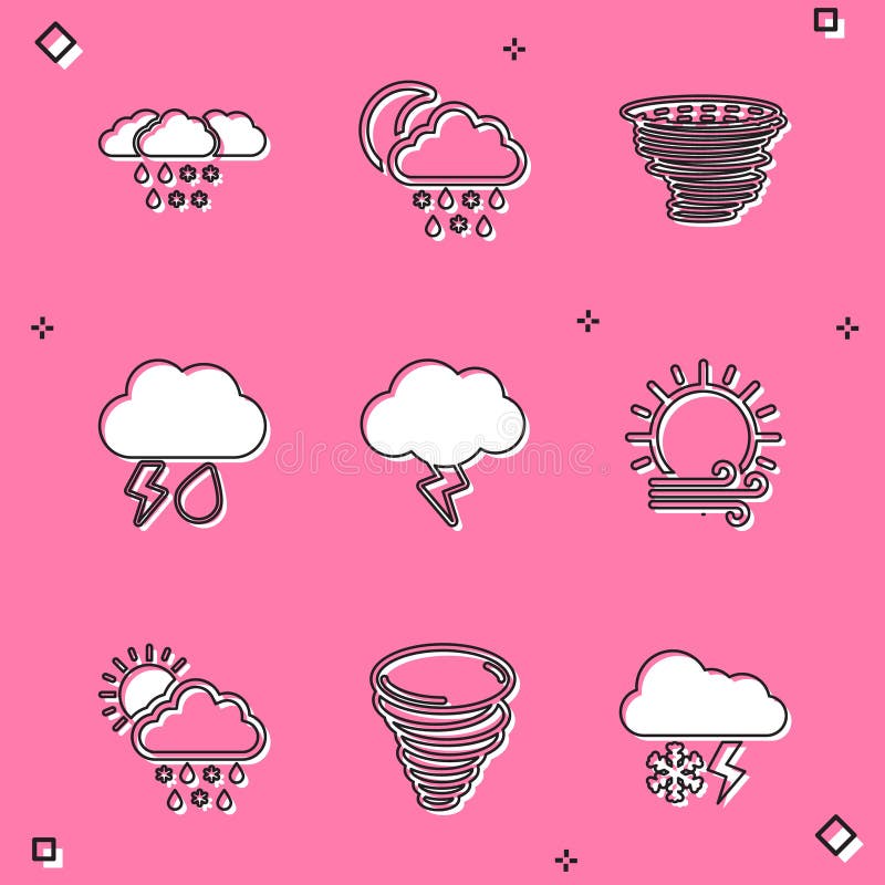 Set Cloud with Snow and Rain, Snow, Rain, Moon, Tornado, Lightning ...
