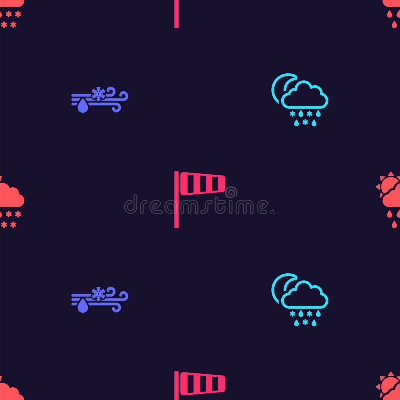 Set Cloud with Snow, Rain, Moon, Wind and, Cone Windsock Wind Vane and ...