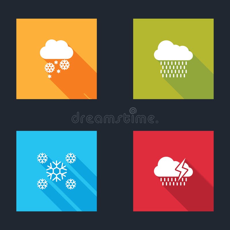 Set Cloud with Snow, Rain, Snow and and Lightning Icon. Vector Stock ...