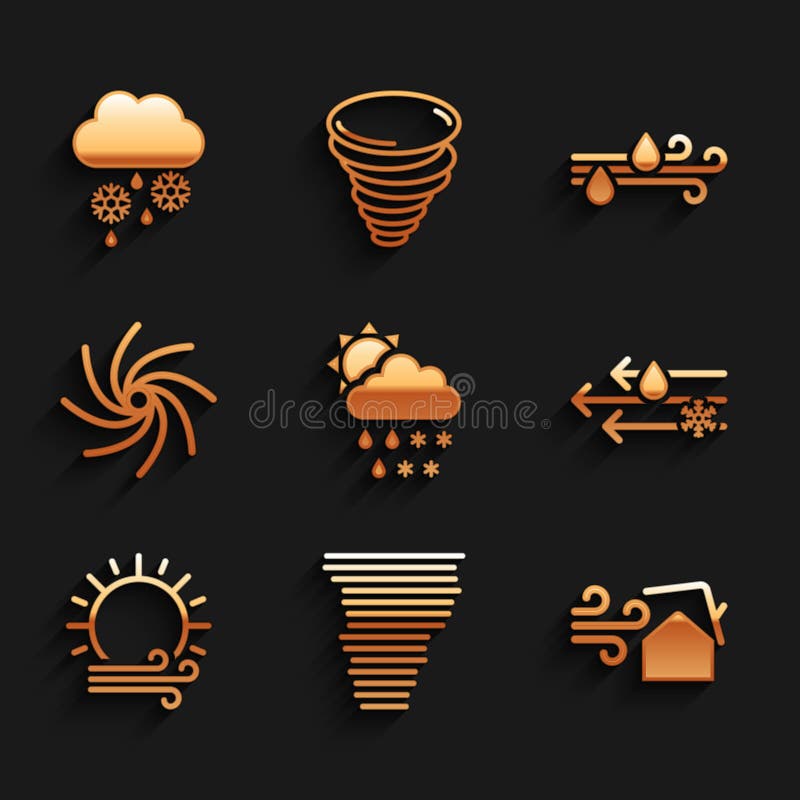 Set Cloud with Snow, Rain, Sun, Tornado, Swirl, Wind and, and Icon ...