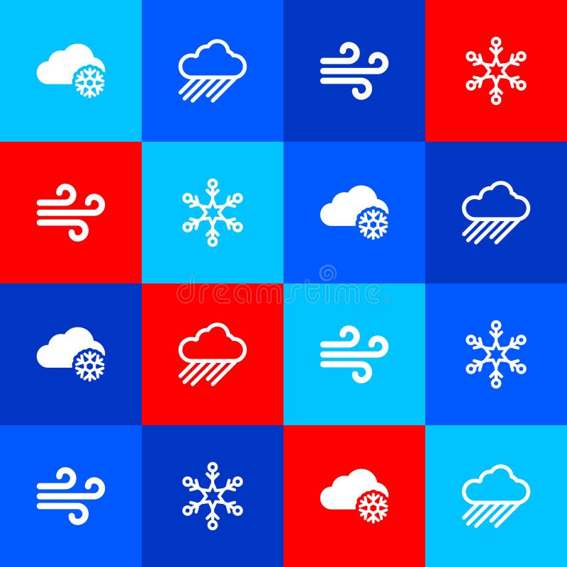 Set Cloud with Snow, Rain, Wind and Snowflake Icon. Vector Stock Vector ...