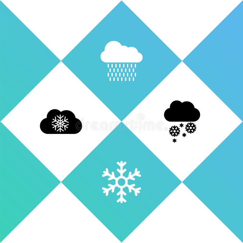 Set Cloud with Snow, Snowflake, Rain and Icon. Vector Stock Vector ...