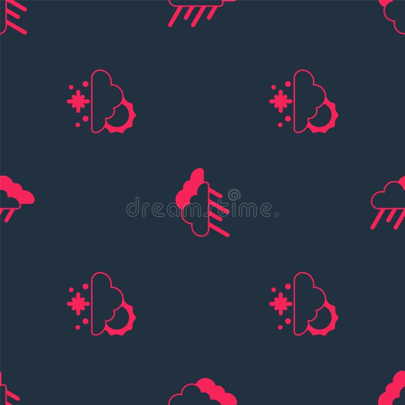 Set Cloud with Snow and Sun and Rain on Seamless Pattern. Vector Stock ...