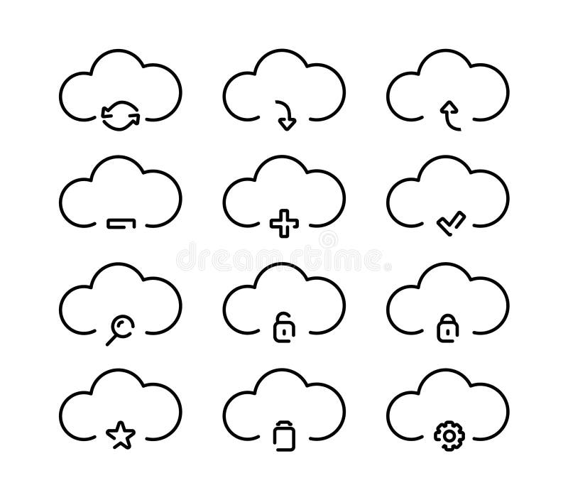 Set of Cloud Storage Icons. Cloud Service Stock Illustration ...