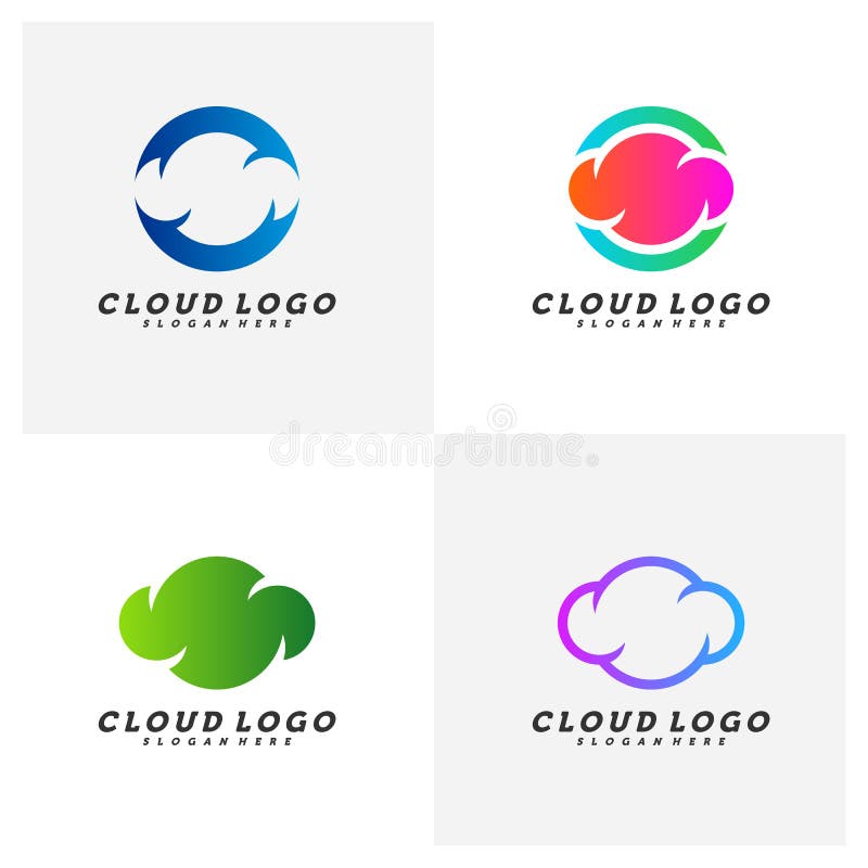 Set of Cloud Stylish Logo Design Concept Vector, Template, Creative ...