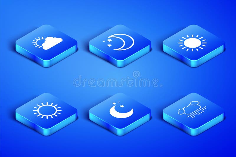 Set Cloud, Sun and Cloud Weather, Moon Stars, and Icon. Vector Stock ...