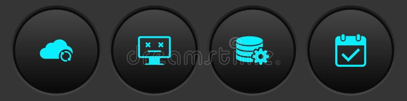 Set Cloud Sync Refresh, Dead Monitor, Setting Database Server and Calendar with Check Mark Icon ...