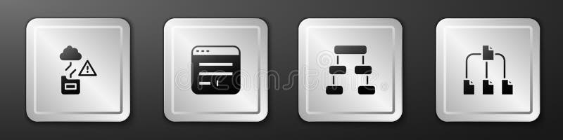 Set Cloud Technology Data Transfer, Browser Window, Hierarchy Organogram Chart and Folder Tree ...