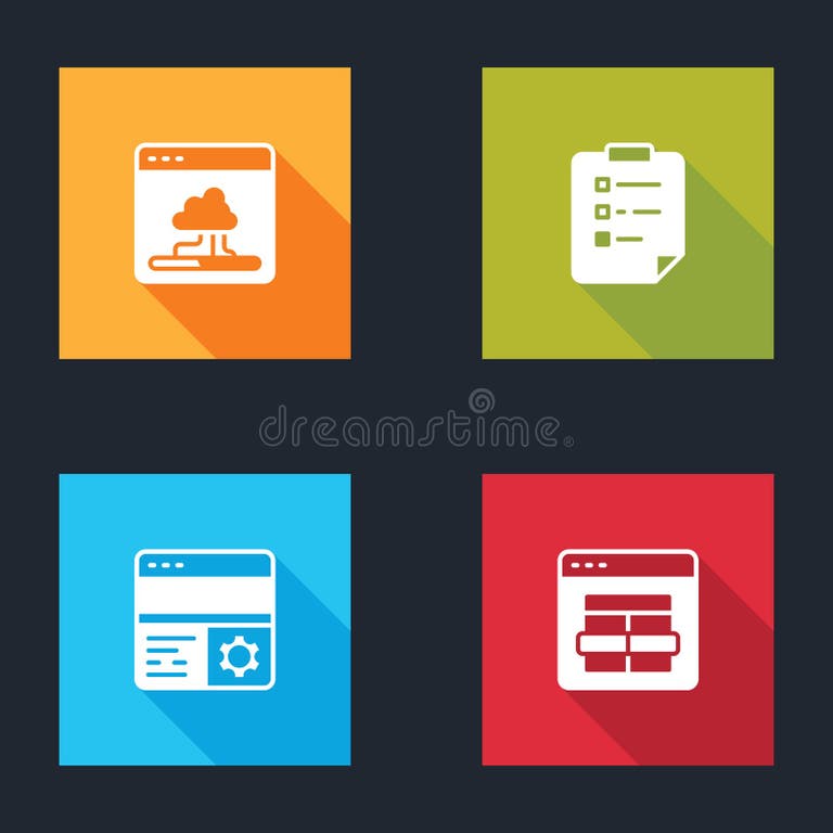 Set Cloud Technology Data Transfer, Clipboard with Checklist, Debugging and MySQL Code Icon ...
