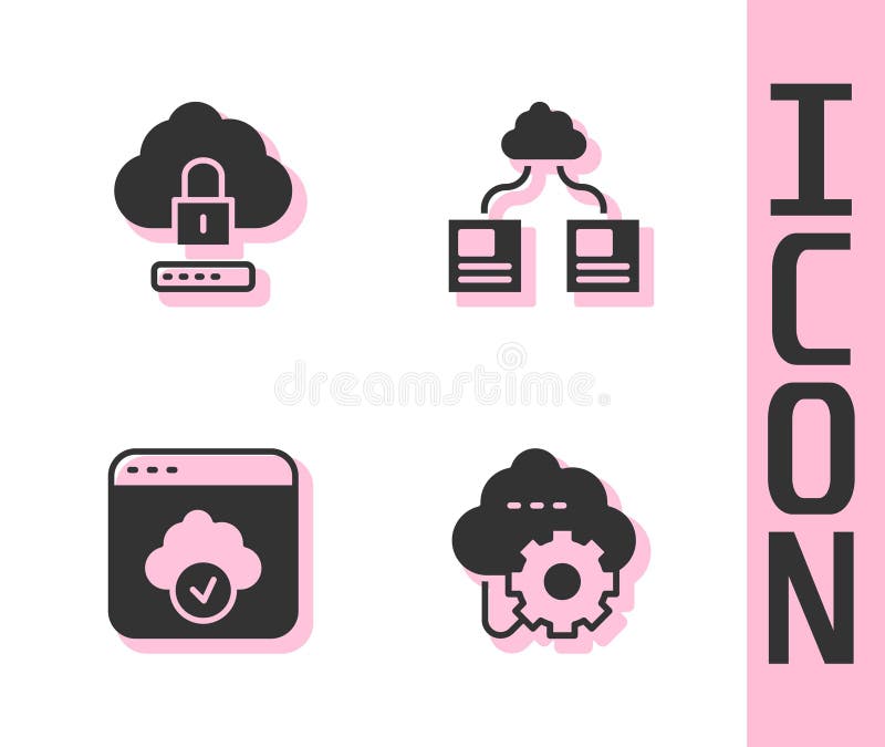 Set Cloud Technology Data Transfer, Computing Lock, and Icon. Vector ... Set Cloud Technology Data Transfer, Computing Lock, and Icon. Vector ...
