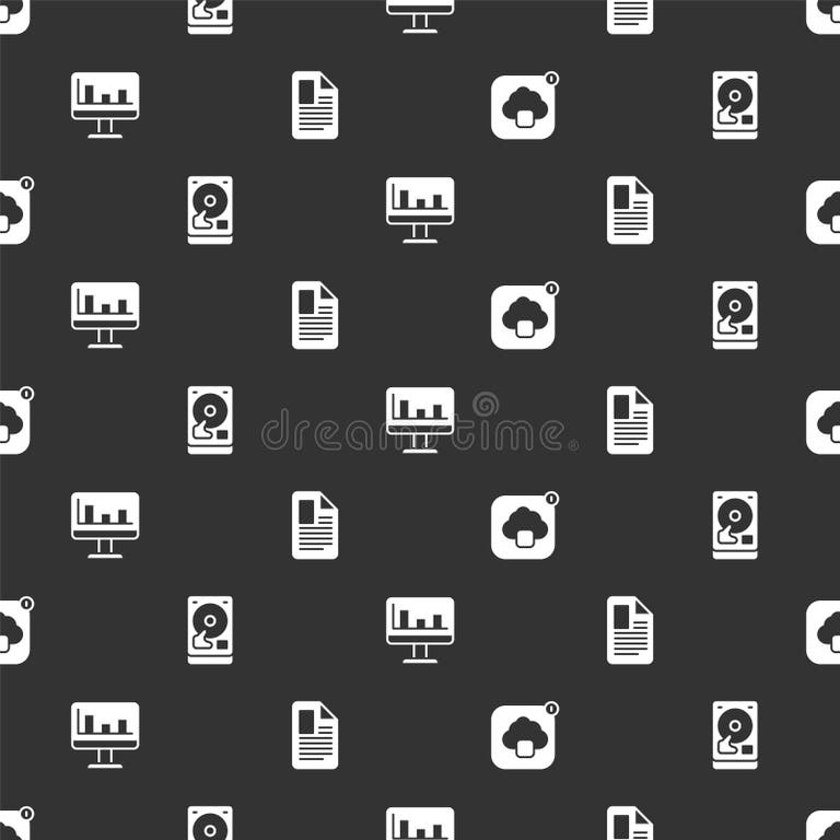 Set Cloud Technology Data Transfer, Hard Disk Drive HDD, Monitor with ...