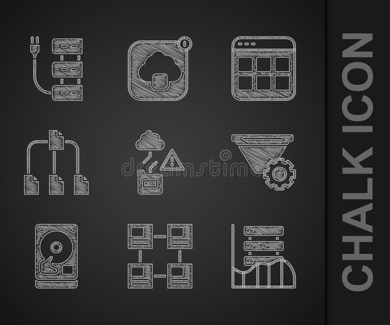Set Cloud Technology Data Transfer, Hierarchy Organogram Chart, Server, Data, Web Hosting ...