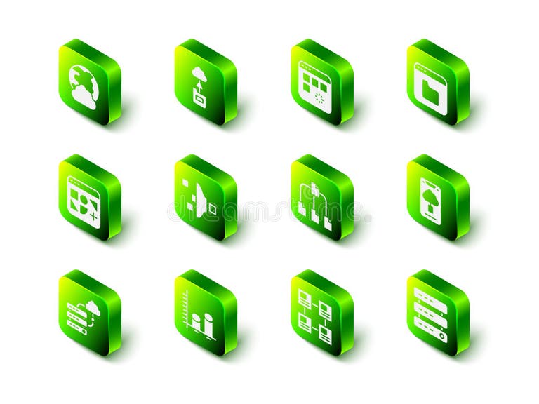 Set Cloud Technology Data Transfer, Loading Window, Browser Files, Server, Data, Web Hosting ...