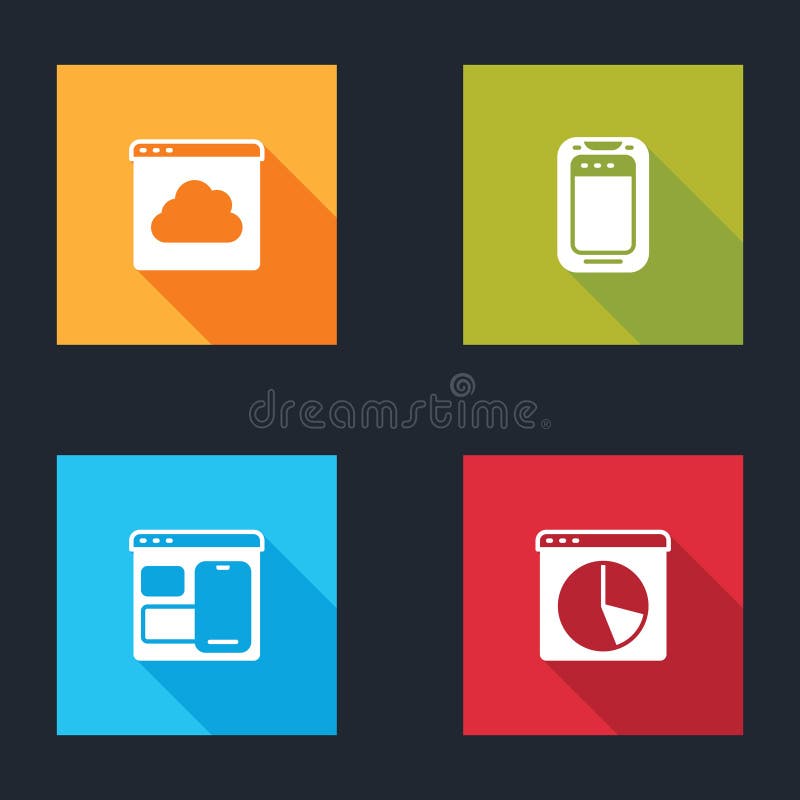 Set Cloud Technology Data Transfer, Mobile Phone, Web Developer Programming Code and Graph Chart ...