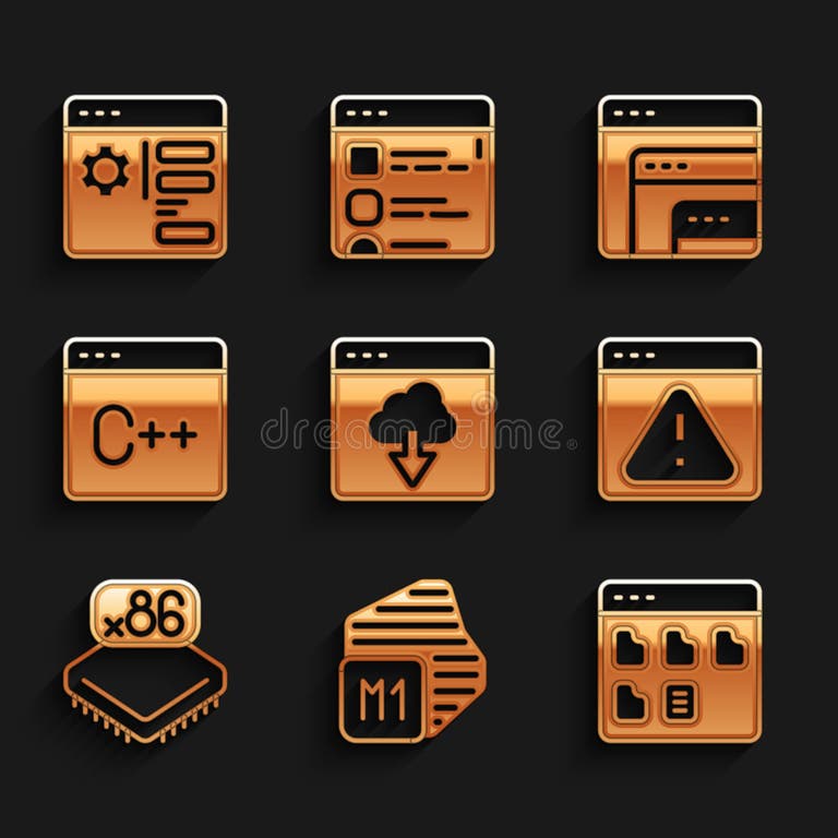 Set Cloud Technology Data Transfer, Processor, Browser Files, with Exclamation Mark ...