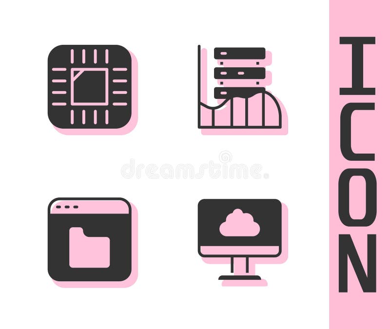 Set Cloud Technology Data Transfer Processor With Cpu Browser Files And Server Data Web